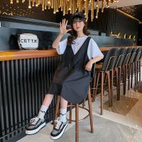 China Big Childrens Dress Clothes Girls Summer Fake Two Piece Dress Web Celebrity Version for sale