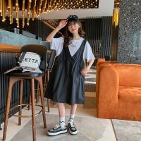 China Big Childrens Dress Clothes Girls Summer Fake Two Piece Dress Web Celebrity Version for sale