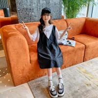 China Big Childrens Dress Clothes Girls Summer Fake Two Piece Dress Web Celebrity Version for sale