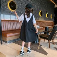 China Big Childrens Dress Clothes Girls Summer Fake Two Piece Dress Web Celebrity Version for sale