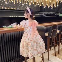 China Girls Summer Floral Childrens Dress Clothes Pink Chiffon Korean Version for sale