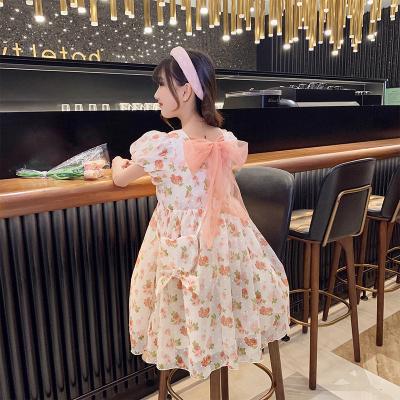China Girls Summer Floral Childrens Dress Clothes Pink Chiffon Korean Version for sale