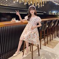 China Girls Summer Floral Childrens Dress Clothes Pink Chiffon Korean Version for sale