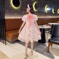 China Girls Summer Floral Childrens Dress Clothes Pink Chiffon Korean Version for sale