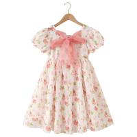 China Girls Summer Floral Childrens Dress Clothes Pink Chiffon Korean Version for sale