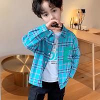 China Spring Autumn Teen Boys Clothes Pastoral Style Big Boys Plaid Shirt for sale