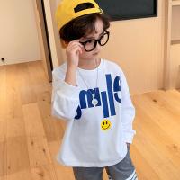 China Smile Print Terry Cotton Crewneck Sweatshirt For Boys Aged 4-13 for sale