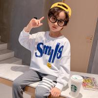 China Smile Print Terry Cotton Crewneck Sweatshirt For Boys Aged 4-13 for sale