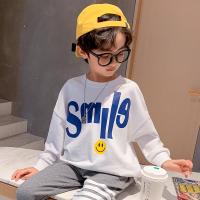 China Smile Print Terry Cotton Crewneck Sweatshirt For Boys Aged 4-13 for sale