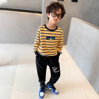 China Long Sleeved Teen Boys Clothes Breathable Pure Cotton Boys Striped Top for sale