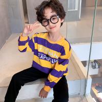China Green And Black Boys Striped Crewneck Sweater Letter Printed for sale