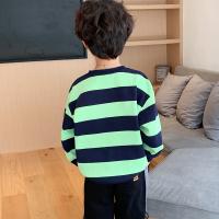China Green And Black Boys Striped Crewneck Sweater Letter Printed for sale