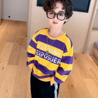 China Green And Black Boys Striped Crewneck Sweater Letter Printed for sale