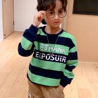 China Green And Black Boys Striped Crewneck Sweater Letter Printed for sale