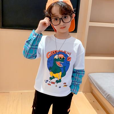 China Breathable 100% Cotton Teen Boys Clothes Boys Fake Two Piece T Shirt for sale