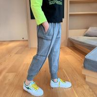 China Loose woven strap Teen Boys Clothes Black Light Grey Cotton Terry Sweatpants for sale