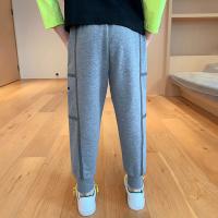 China Loose woven strap Teen Boys Clothes Black Light Grey Cotton Terry Sweatpants for sale
