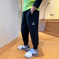 China Loose woven strap Teen Boys Clothes Black Light Grey Cotton Terry Sweatpants for sale