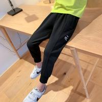 China Loose woven strap Teen Boys Clothes Black Light Grey Cotton Terry Sweatpants for sale