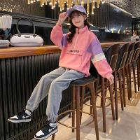 China Multi Color Stand Up Collar Sweatshirt And Jogger Set Cartoon Pattern for sale