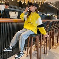 China Multi Color Stand Up Collar Sweatshirt And Jogger Set Cartoon Pattern for sale