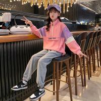 China Multi Color Stand Up Collar Sweatshirt And Jogger Set Cartoon Pattern for sale