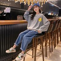 China Spring Autumn Children Clothing Set Smiley Face Girls Oversized Sweatshirt for sale