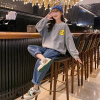 China Spring Autumn Children Clothing Set Smiley Face Girls Oversized Sweatshirt for sale
