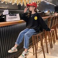China Spring Autumn Children Clothing Set Smiley Face Girls Oversized Sweatshirt for sale