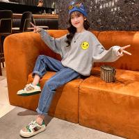 China Spring Autumn Children Clothing Set Smiley Face Girls Oversized Sweatshirt for sale