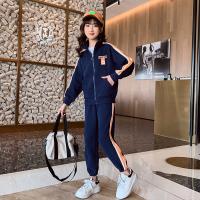 China Autumn Winter Girls Sports Children Clothing Set Outfit Stand Collar Foreign Style for sale