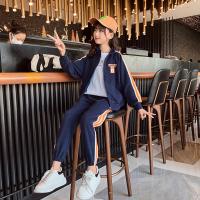 China Autumn Winter Girls Sports Children Clothing Set Outfit Stand Collar Foreign Style for sale