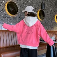 China Spring Autumn Warm Childrens Coats Pink Dark Grey Girls Zip Up Baseball Jacket for sale