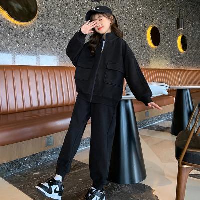 China Thermal Girls Kids Casual Coat Two Piece Set Threaded Cuff Design for sale