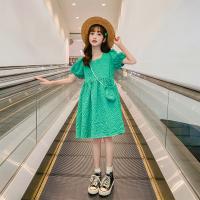 China Green Bubble Sleeve Girls Summer Dress T-Shirt Skirt New Foreign Style for sale