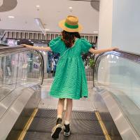 China Green Bubble Sleeve Girls Summer Dress T-Shirt Skirt New Foreign Style for sale