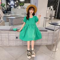 China Green Bubble Sleeve Girls Summer Dress T-Shirt Skirt New Foreign Style for sale