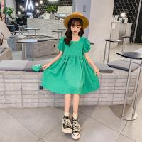 China Green Bubble Sleeve Girls Summer Dress T-Shirt Skirt New Foreign Style for sale