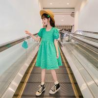 China Green Bubble Sleeve Girls Summer Dress T-Shirt Skirt New Foreign Style for sale