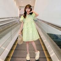 China Bubble Sleeve Skirt Girls Summer Green Dress New Foreign Style for sale