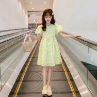 China Bubble Sleeve Skirt Girls Summer Green Dress New Foreign Style for sale