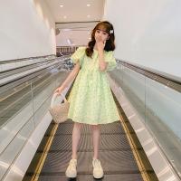 China Bubble Sleeve Skirt Girls Summer Green Dress New Foreign Style for sale