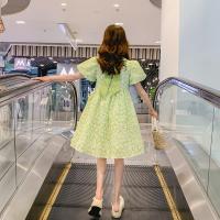 China Bubble Sleeve Skirt Girls Summer Green Dress New Foreign Style for sale