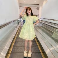 China Bubble Sleeve Skirt Girls Summer Green Dress New Foreign Style for sale