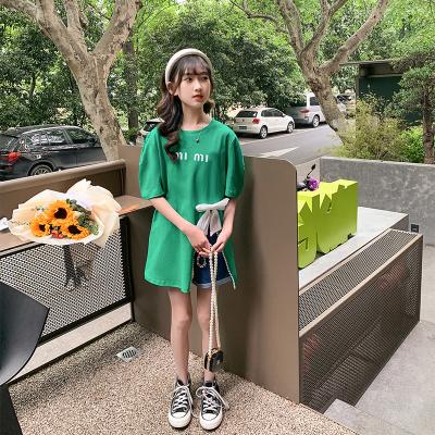 China Girls Summer Dress New Foreign Style Pure Cotton Long T-Shirt Skirt for sale