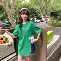 China Girls Summer Dress New Foreign Style Pure Cotton Long T-Shirt Skirt for sale