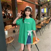 China Girls Summer Dress New Foreign Style Pure Cotton Long T-Shirt Skirt for sale