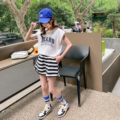 China Western Style Girls Suit Summer Lapel Stylish Summer Dress Two Sets for sale
