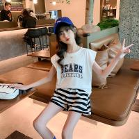 China Western Style Girls Suit Summer Lapel Stylish Summer Dress Two Sets for sale