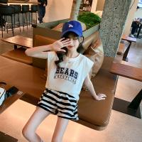 China Western Style Girls Suit Summer Lapel Stylish Summer Dress Two Sets for sale
